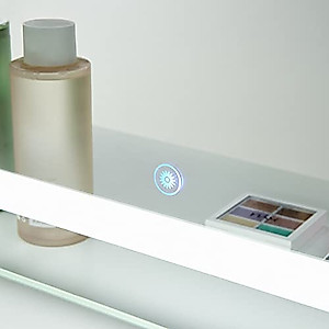 ND Large Vanity Set with 3 Color Touch LED Lighted Mirror, Dressing Table with 5 Drawers, Storage Shelves & Cushioned Stool for Bedroom, Makeup Desk White (46.5" L x13.8 W x50 H)