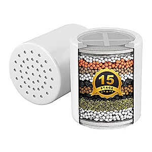 2PCS Shower Filter Replacement Cartridge for Aqua Bliss SF100 SF220,15 Stage Shower Filter for Hard Water Chlorine Reducing Shower Water Head Filter Cartridge,High Output Revitalizing Shower Filter