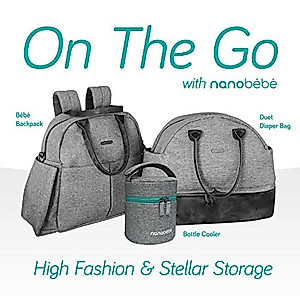 NANOBÉBÉ nanobebe Breastmilk Baby Bottle Cooler & Travel Bag with Ice Pack Included. Compact Triple Insulated, Easily attaches to Stroller or Diaper Bag- Grey