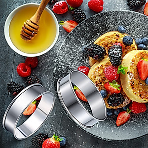 12 Pieces 3.15 Inch English Muffin Ring Double Rolled Tart Rings Stainless Steel Round Muffin Rings Metal Crumpet Rings Molds for Making Crumpet, Tart, Muffin