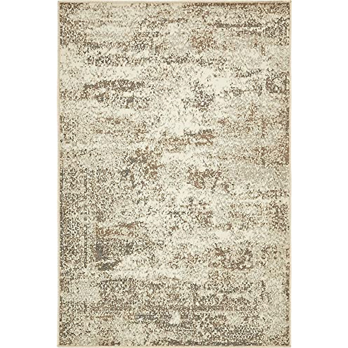 Unique Loom Tuareg Collection Distressed Abstract Traditional Vintage Area Rug, 4 ft x 6 ft, Beige/Brown