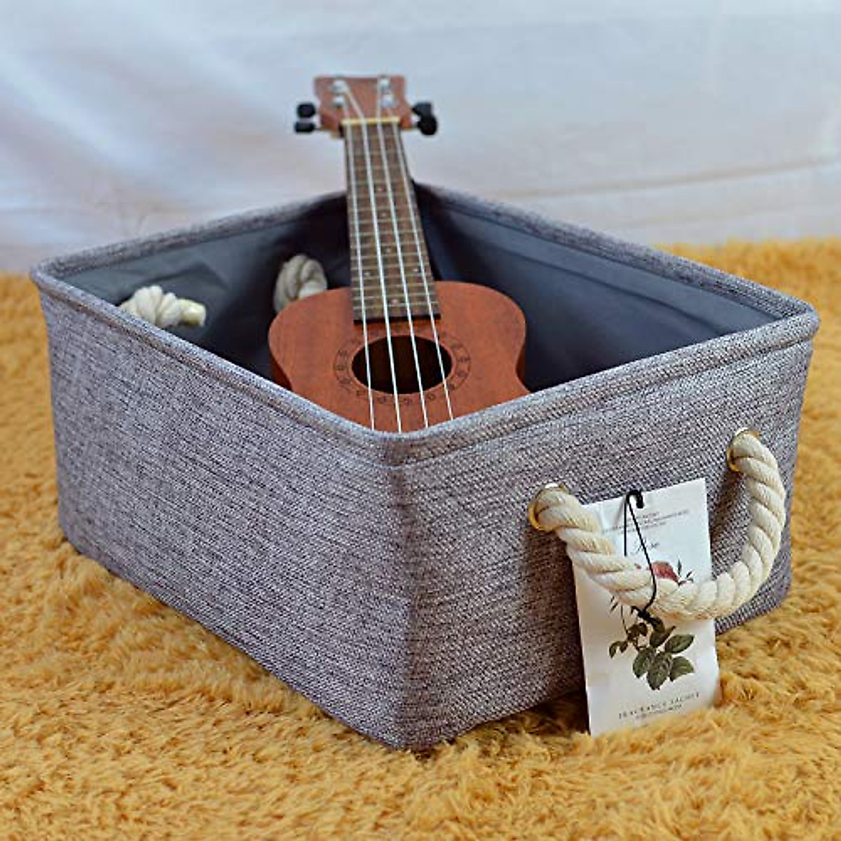 Silanto Storage Baskets Bins,Nursery Organizer Baskets for Toy Storage, Clothes Storage, Book Storage(Grey,14.4" L x 10.2" W x 6.3" H)