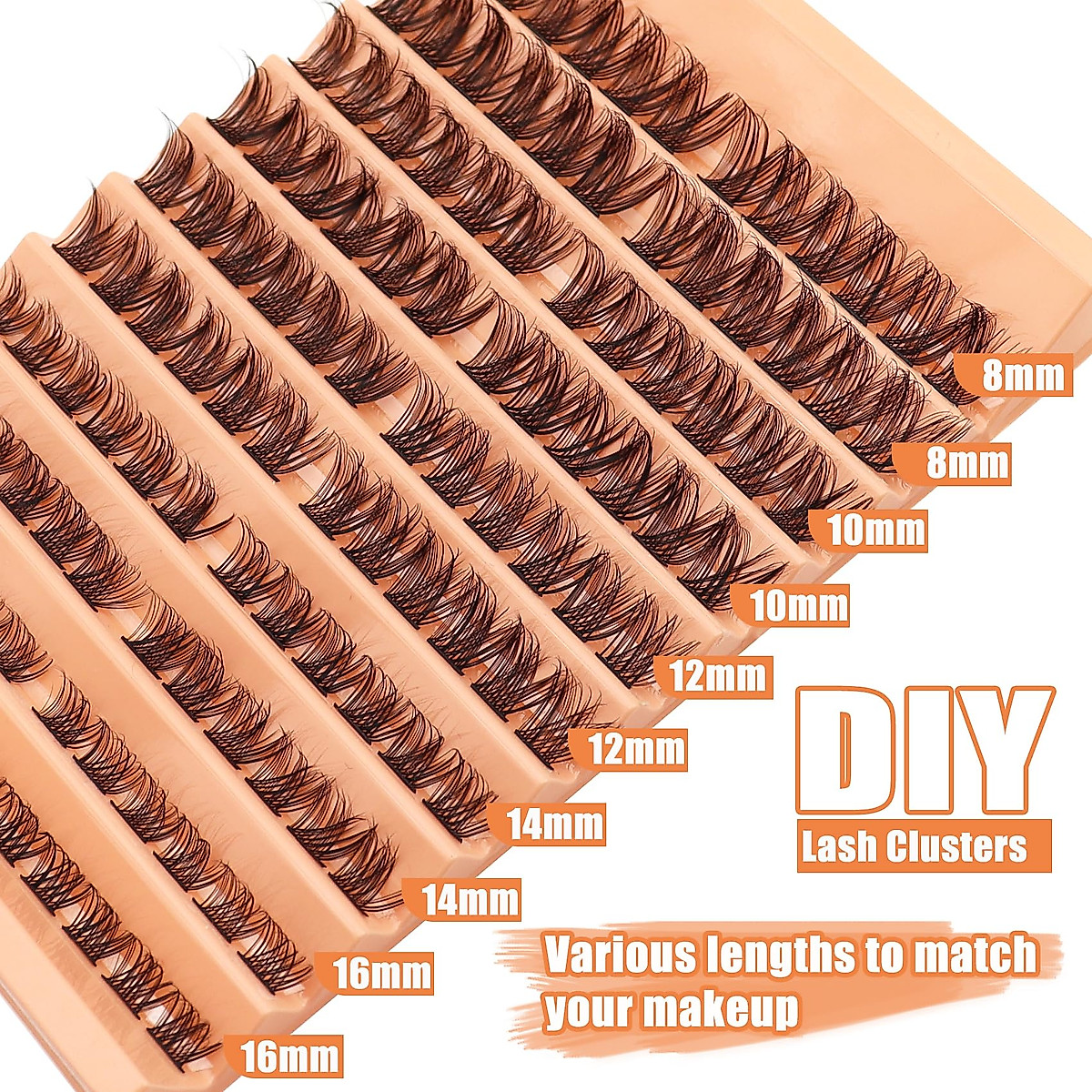 Veleasha Lash Clusters 120pcs D Curl Clusters Lashes Volume Individual Lashes Wispy DIY Lash Extensions Fake Eyelashes Mix Length 8/10/12/14/16mm at Home Lash Extension Clusters (10R,B10-D,8-16MM)