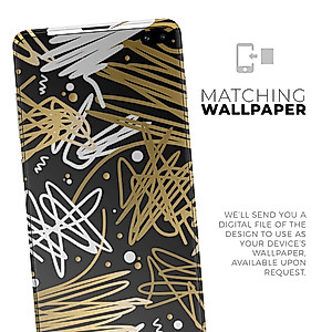 DesignSkinz Gold and Black Squiggly Protective Vinyl Decal Wrap Skin Cover Compatible with The Samsung Galaxy S20 (Screen Trim & Back Glass Skin)