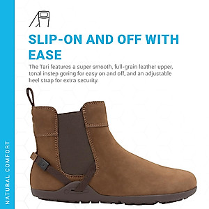 Xero Shoes Tari Women's Ankle Boots — Lightweight, Zero-Drop Heel, Leather Chelsea Boots for Women — Slip-on Women's Booties — Toffee, Size 9