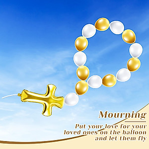 102 Pieces 12 Inch Latex Link Balloons and 34 Inch Gold Cross Balloon Needle Tail Balloons Quick Connect Balloons Jumbo Baptism Balloons Foil Party Balloons for First Communion Baby Shower Decoration