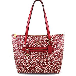 COACH Womens Pebbled Taylor Tote (Love Leaf)