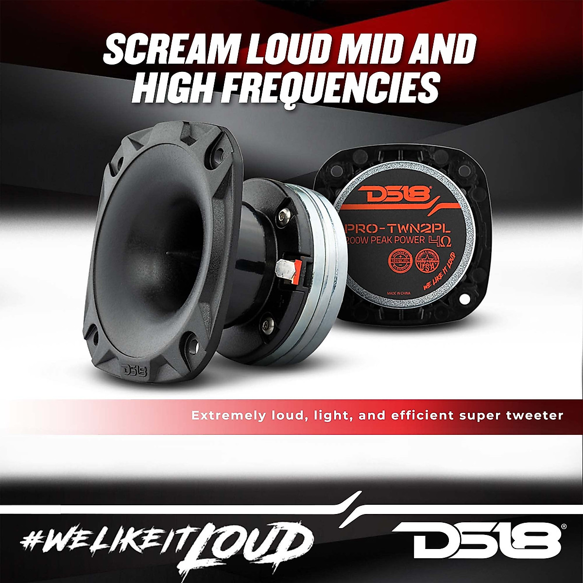 DS18 PRO-TWN2PL 3" High Compression Super Bullet Tweeter with 1" Polyester Voice Coil and Neodymium Magnet Tweeters are The Best in The Pro Audio and Voceteo Market (1 Speaker)