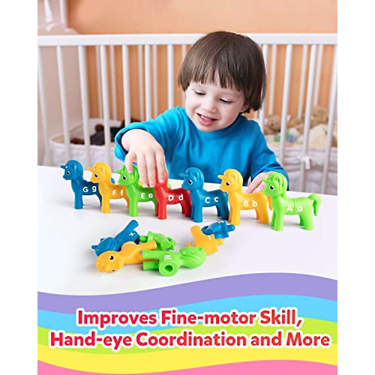 Coogam Unicorn Uppercase & Lowercase Letters Matching Game,13pcs Double-Sided ABC Letter Toys with 26 Alphabet Recognition Match Games Preschool Educational Montessori Toys for Toddlers Boys Girls