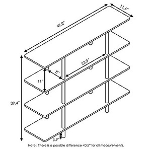 Furinno Turn-N-Tube 4-Tier Wide Display Shelf, French Oak Grey/Black