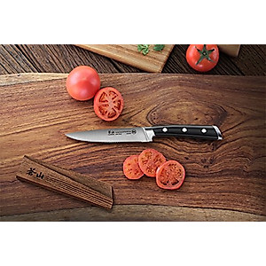 Cangshan TS Series 1020588 Swedish 14C28N Steel Forged 5-Inch Serrated Utility Knife and Wood Sheath Set