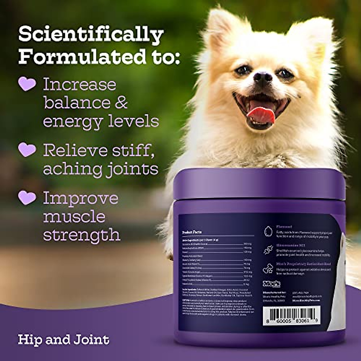 Moe's Glucosamine Dog Joint Supplement + Glucosamine, Chondroitin, Hyaluronic Acid, Vitamin C, E – Bone Health - Joint Pain Relief - Advanced Hip & Joint Care - 90 Chews - Made in USA – All Breeds