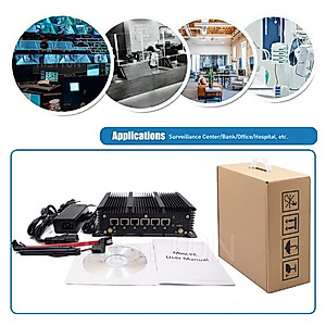 HISTTON Fanless PC, Firewall Appliance, Core i5-8265U DDR4 16GB RAM 512GB SSD 1TB HDD, 6 x 2.5GbE Ethernet for Network Gateway Router, Support AES-NI, OPNsense, Ubuntu, ClearOS, RJ45/DB9COM, WiFi