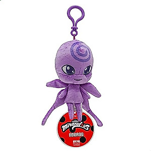 Miraculous Ladybug - Kwami Lifesize Nooroo, 5-inch Butterfly Plush Clip-on Toys for Kids, Super Soft Collectible Stuffed Toy with Glitter Stitch Eyes and Color Matching Backpack Keychain (Wyncor)