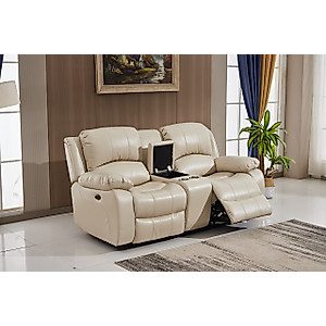 Betsy Furniture Power Reclining Bonded Leather Living Room Set (Beige, Loveseat)