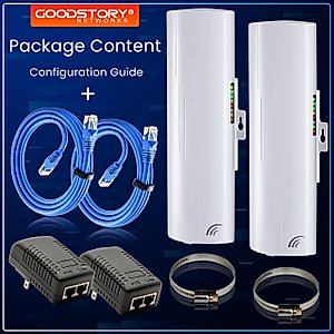 Wireless Bridge Point to Point Outdoor WiFi, Wireless Network Expansion Kit, Long Range High Speed 5G | 2 Units Bridge Kit Complete Pre-Configured - P2P 1000Mbps 5Km(2Pack)
