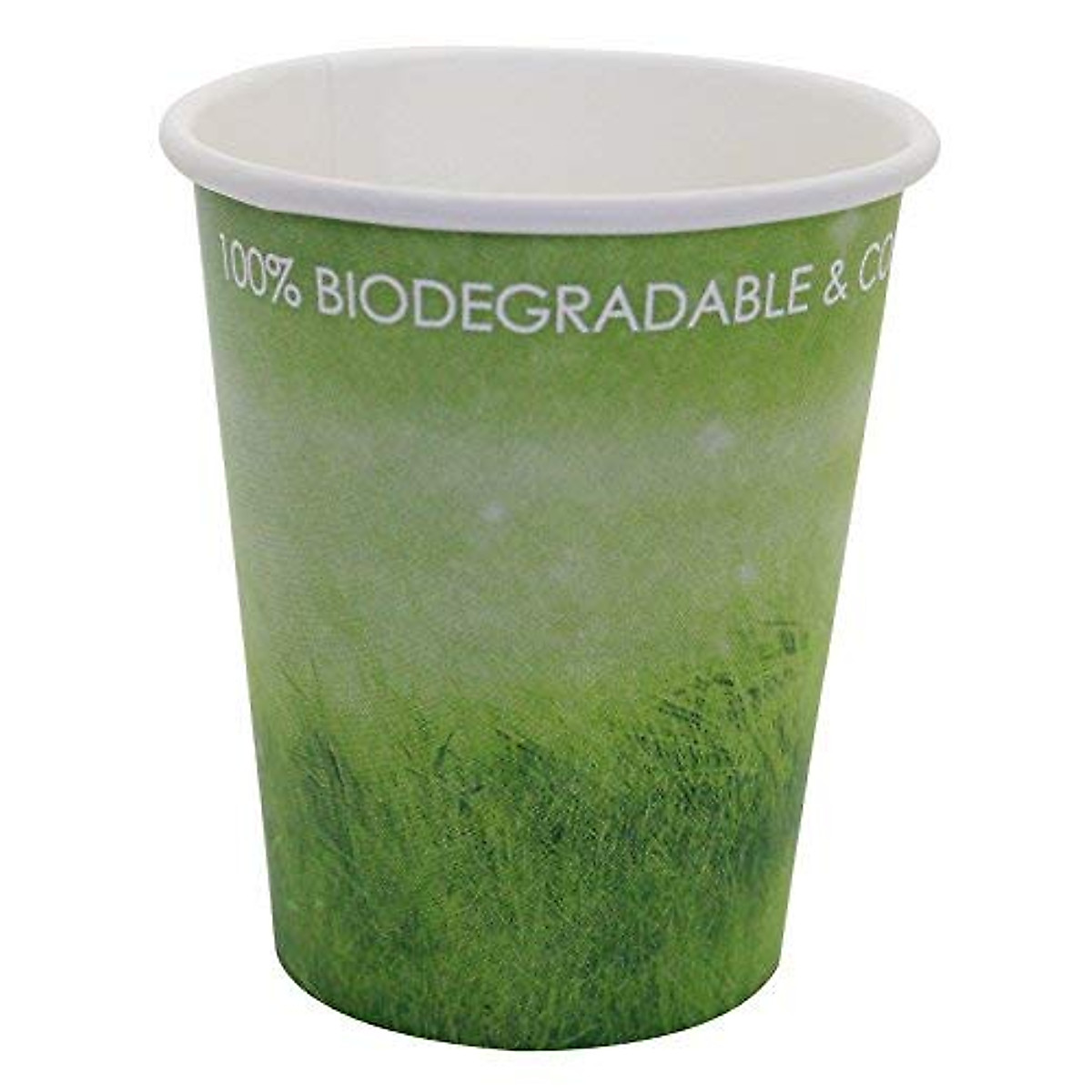 A+ DESIGN Special Green Grass Design Paper Hot Coffee Cups Eco-friendly,100% Blodegradable&Compostable (Green grass, 100 count, 8 oz)