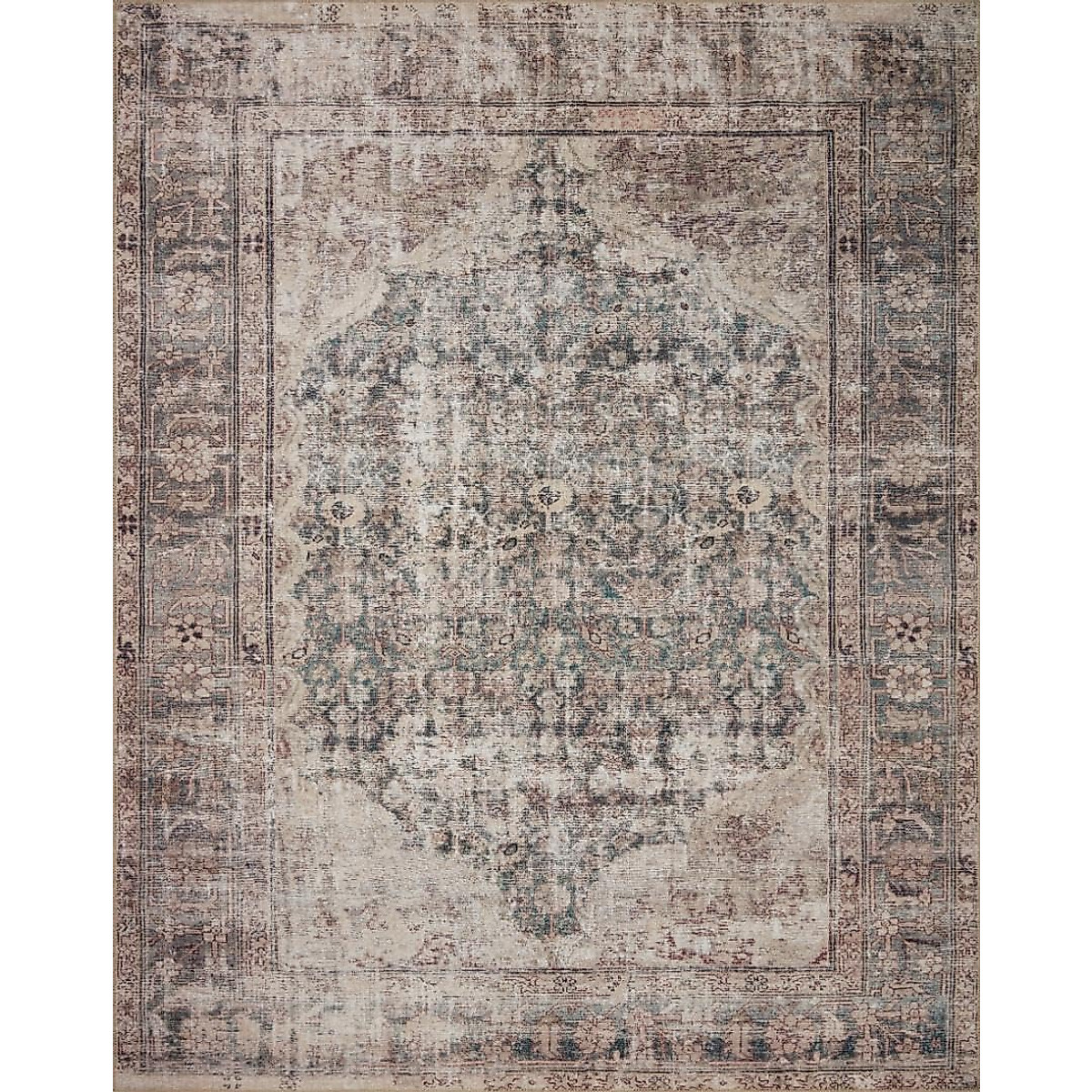 Loloi Amber Lewis Georgie Collection GER-08 Lagoon/Beige 5'-0" x 7'-6", .19" Pile Height, Area Rug