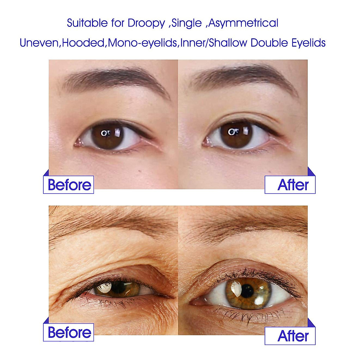 168Pairs Ultra Invisible Two-sided Sticky Double Eyelid Tapes Stickers for Heavy Saggy Droopy Hooded Eyelids, Medical Fiber Self-adhesive Strips, Instant Eyelid Lift Without Surgery