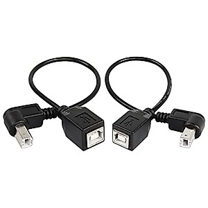 SinLoon USB 2.0 Type-B Printer Cable, (2-Pack) USB 2.0 B Female to Type-B Male (90 Degree UP + Down Right Angle) Printer Short Extension Cable for Printer, Scanner, Mobile HDD and More (UP-Down)