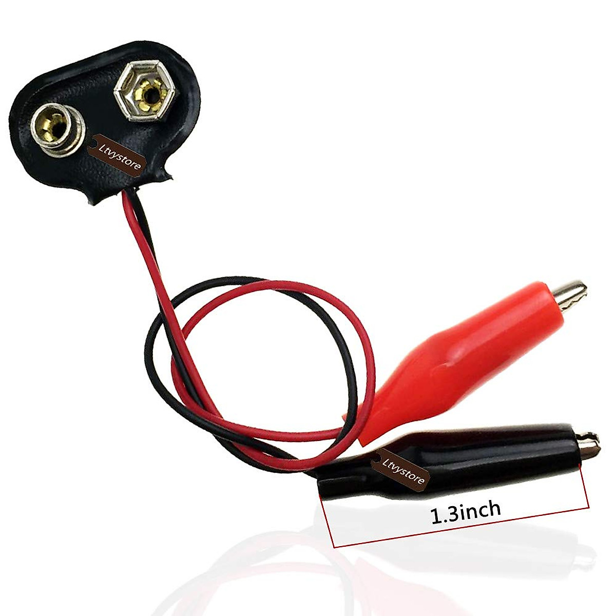 Ltvystore 9V Battery Snap with Alligator Clips, 20Pcs 9 Volts Battery Clip to Dual Alligator Clip Adapter Cable 7.17Inch