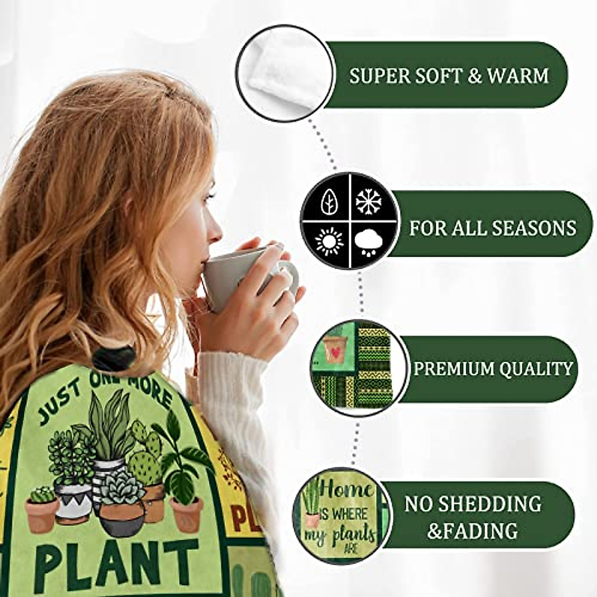 Plant Gifts,Plant Blanket,Plant Lover Gifts for Women, Gifts for Plant Lovers, for Plant Lovers, Plant Lady Gifts Ideas, Plant Mom Gifts Soft Warm Throw Blanket 50"x60"