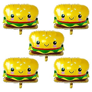 10Pcs French Fries Balloons Hamburg Balloons Food Birthday Foil Balloons for Birthday Fast Food Snacks Themed Party Decorations Supplies