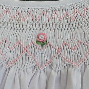 Petit Ami Baby Girls Daygown with Heart Smocking and Pearls (White, 24 Month)