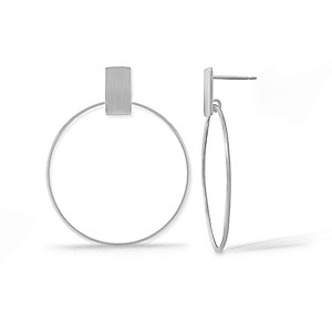 Boma Jewelry Sterling Silver Geometric Drop Hoop Post Earrings