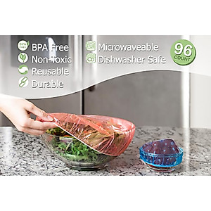 Vida Line™ Reusable Bowl Covers in 3 Sizes (96 Covers) - Thick, Durable PE Plastic Plate and Food Covers with 360 Elastic – Transform Dishes, Aluminum Cans or Cooking Pans into Food Storage Containers