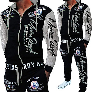 Men's Casual Tracksuit Hooded Full Zip Elastic Waistband Sweatsuit Set…