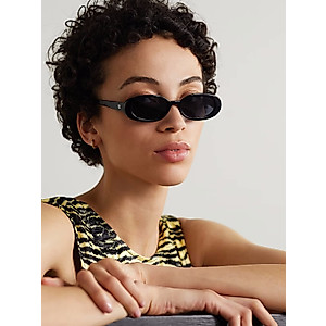 AIEYEZO Retro Oval Sunglasses for Women Fashion Small Oval Frame Sun Glasses 90s Vintage Style Shades (Black)