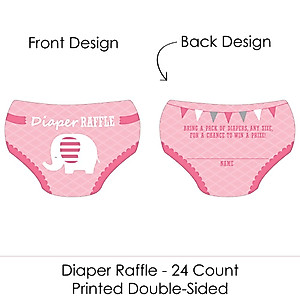 Big Dot of Happiness Pink Elephant - Diaper Shaped Raffle Ticket Inserts - Girl Baby Shower Activities - Diaper Raffle Game - Set of 24