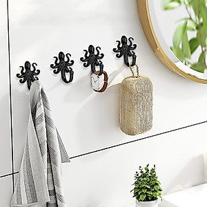 FANYUN 5 Pack Coat Hooks Wall Hooks, Octopus Decorative Wall Mounted Hooks Rustic Metal Hanger for Towel, Key Holder, Hanging Coats, Scarves, Bags, Purses, Backpacks Home Decor (Octopus)