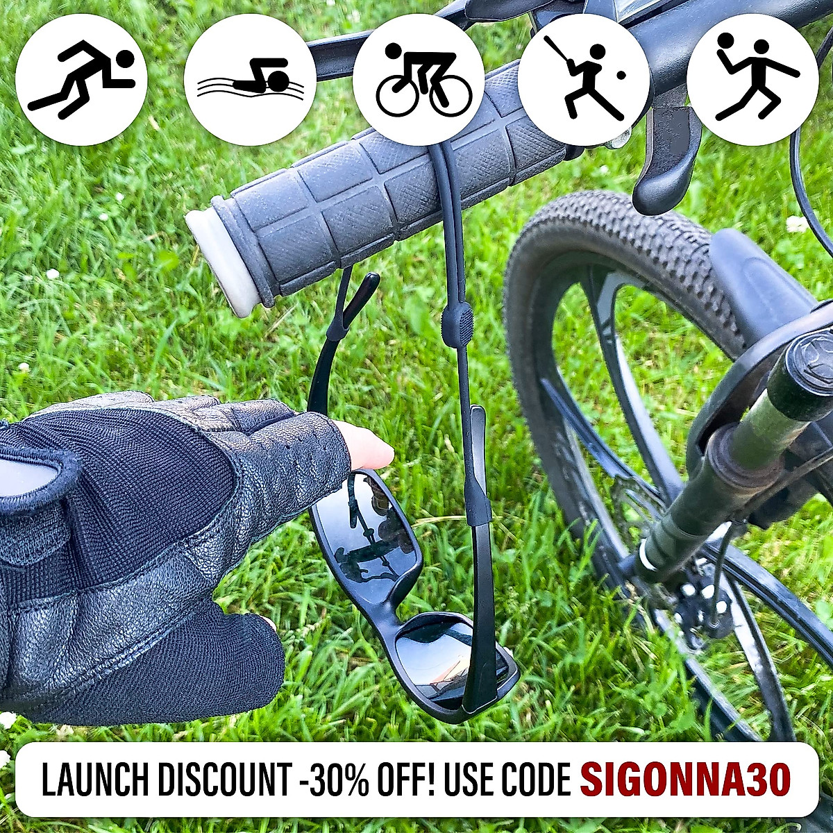 SIGONNA Sunglass Strap Eyeglass Holder - No Tail Glasses Strap Lanyard - Adjustable Eyeglass Strap for Men Women - Silicone Eye Glasses String Strap - 2 Cords