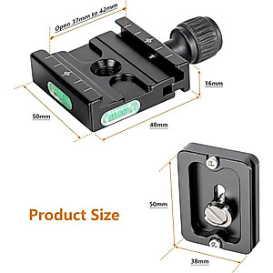 50mm Quick Release Plate Clamp Adapter Compatible with Arca Swiss for DSLR Camera Tripod Ball Head Monopod Stabilizer
