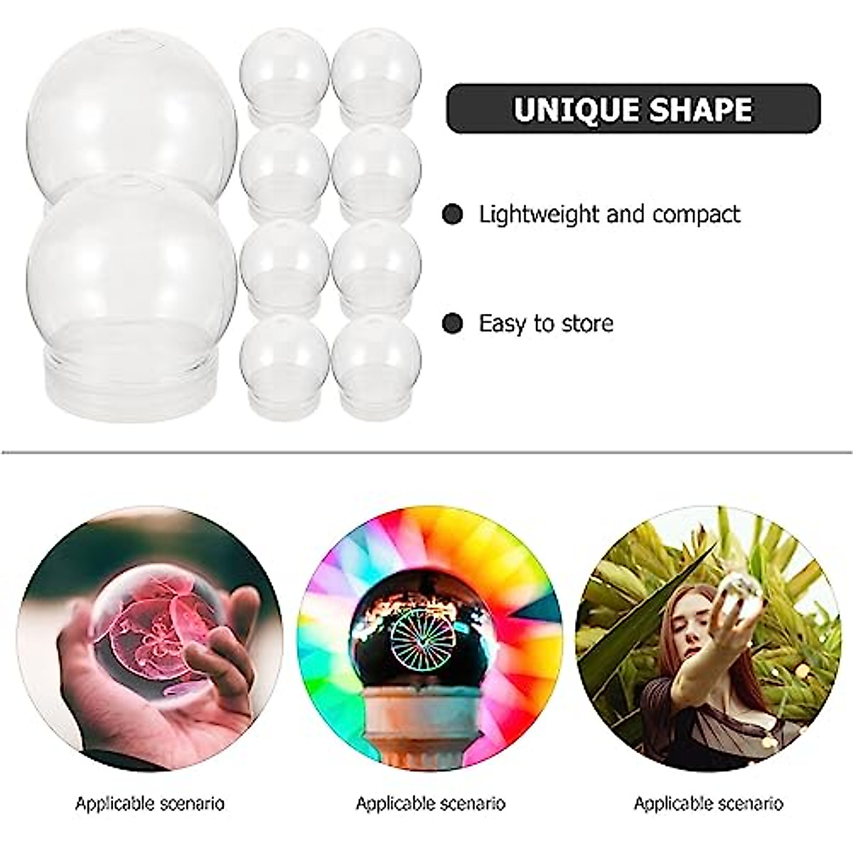 YARNOW 10 Pcs DIY Snow Globe 2.4 Inch Plastic Snow Globe with Screw Off Cap Empty Fillable Water Globe Keepsake Snow Globe for DIY Crafts Home Decoration