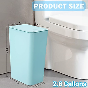 SHPMXUPW 3 Pack Bathroom Small Trash Can with Lid,10L / 2.6 Gallon Slim Garbage Bin Wastebasket with Pop-Up Lid for Bedroom, Office, Kitchen, Craft Room, Fits Under Desk/Cabinet/Sink