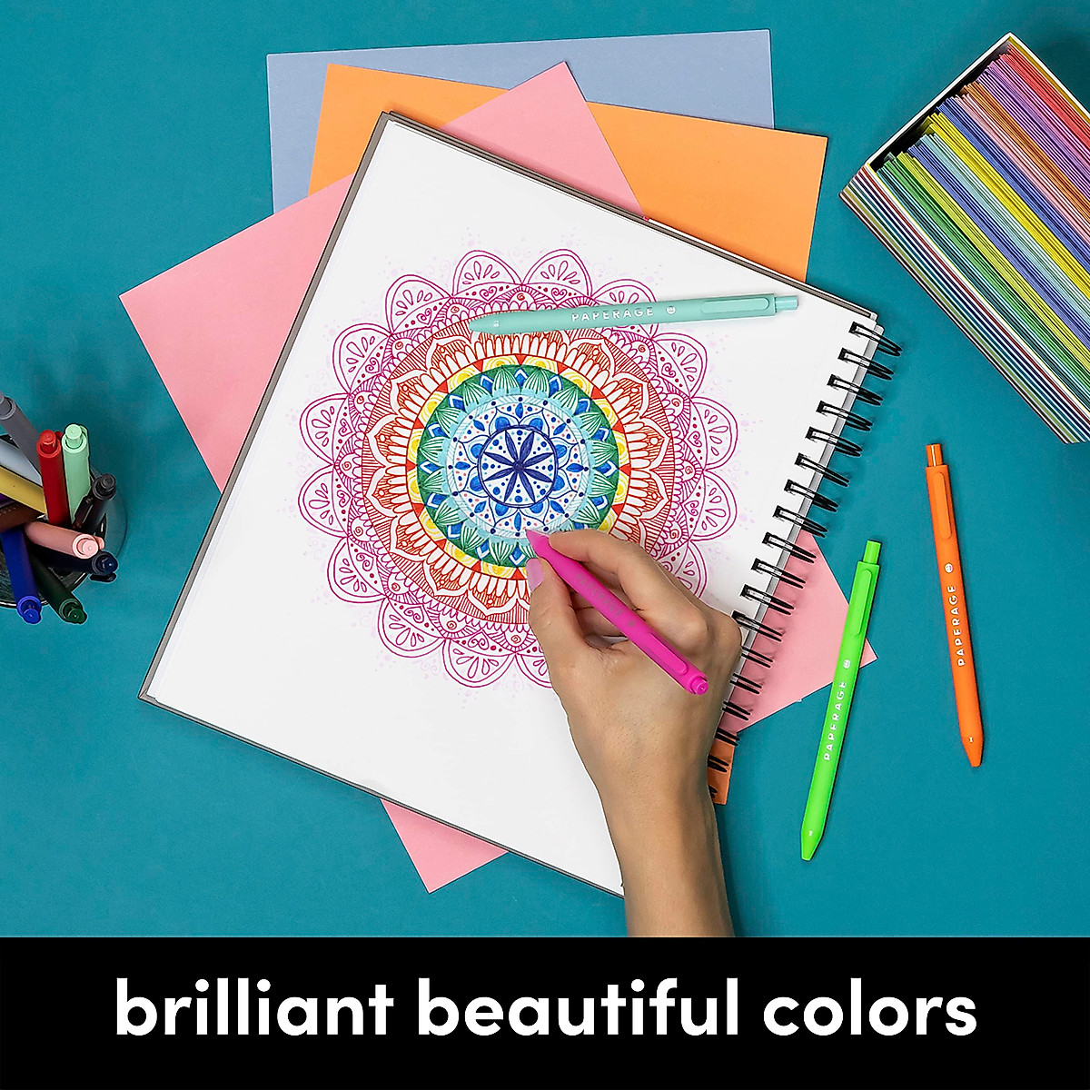 PAPERAGE Gel Pen With Retractable Extra Fine Point (0.5mm), 20 Colored Pen Set for Bullet Style Journals, Notebooks, Planners, Calendars, Notes & Drawing, Use at Home, Office, School, Crafts