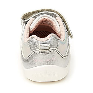 Stride Rite 360 Baby Shoes, Natasha First Walker Shoes for Girls, Khaki (Size 3),Silver