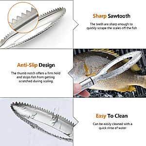 iziusy 2 Pcs Fish Tweezer 2 Pcs Fish Scale Remover, Fishbone Tweezers Fish Descaler Fish Cleaner Fish Scraper Tool Stainless Stee Fish Bone Pliers Remover,