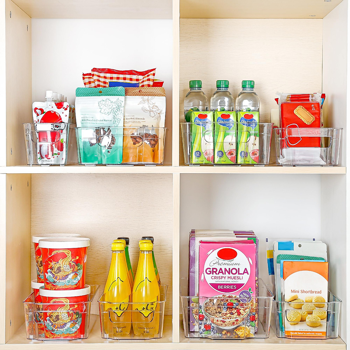 HOOJO Refrigerator Organizer Bins - 14pcs Clear Plastic Bins For Fridge, Freezer, Kitchen Cabinet, Pantry Organization and Storage, BPA Free Fridge Organizer, 12.5" Long-Medium