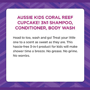 Aussie Kids Coral Reef Cupcake 3 In 1 Shampoo + Conditioner + Body Wash, 26.2 Fl Oz