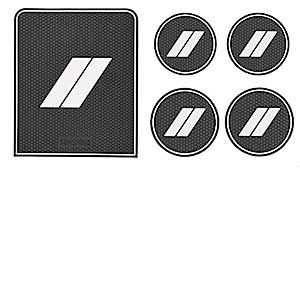 SENSHINE for Dodge Journey Accessories 2022 2021 2020 2019 2018 2011-2021 Non-Slip Anti Dust Cup Holder Insert Center Console Liner Trim Door Packet Mats Custom Interior 5PC (White Trim,Glow in Dark)