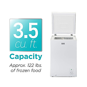 BLACK+DECKER 3.5 Cu. Ft. Chest Freezer, Holds up to 122 Lbs. of Frozen Food with Organizer Basket, BCFK356, White