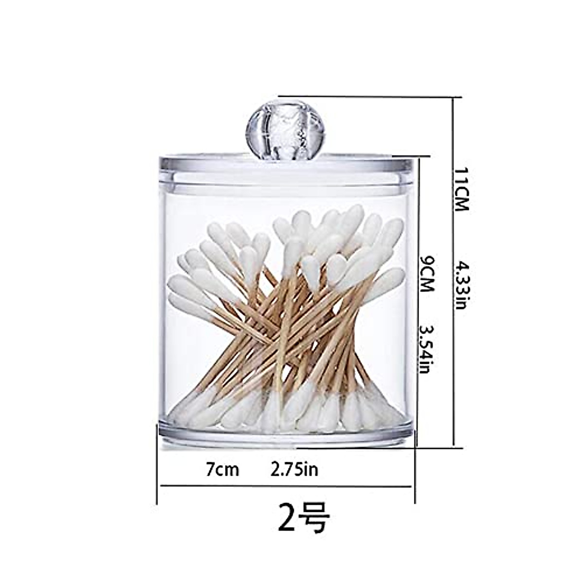 2Pcs Transparent Acrylic Qtip Holder Cotton Swab Organizer Bathroom Canister Storage Organization Makeup Organizer with Lid for Cotton Ball Cotton Swab Cotton Round Pads