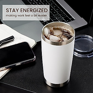 MEWAY 20oz Tumbler 2 Pack Double Wall Vacuum Insulated Travel Mug Bulk, Mix Color Stainless Steel Tumblers with Lid and Straw, Durable Powder Coated Coffee Cups for Cold & Hot Drinks（Mix Color, 2