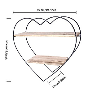 Gdrasuya10 2-Tire Floating Shelves Wall Mounted, Metal Heart Floating Shelves Decor Shelves Romantic Modern Wall Valentines Day Decor Unique Gifts for Children Room Bedroom Bathroom Living Room