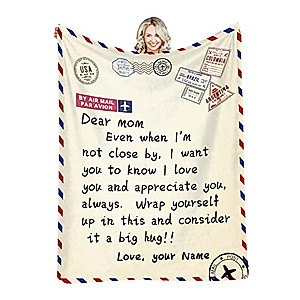 SIMIEEK Custom Blanket for Mom Personalized to My Mom from Daughter Son Letter Throw Blanket for Couch Bed Sofa, Mothers Day Birthday Gifts