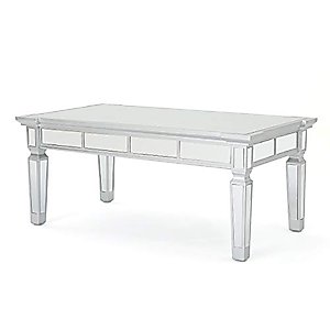 Christopher Knight Home Solanna Mirror Finished Faux Wood Coffee Table, Clear / Mirror White, 23 in x 42.15 in x 18.25 in